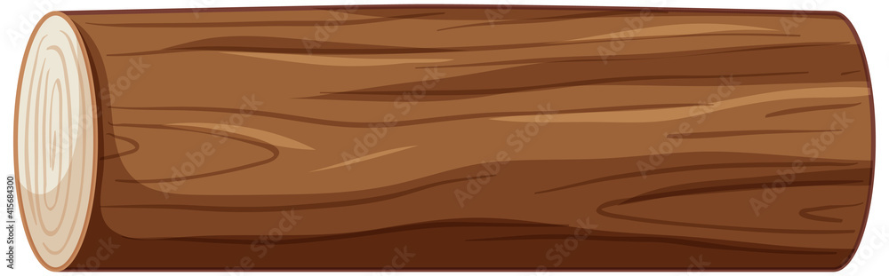 Wooden log isolated on white background Stock Vector | Adobe Stock