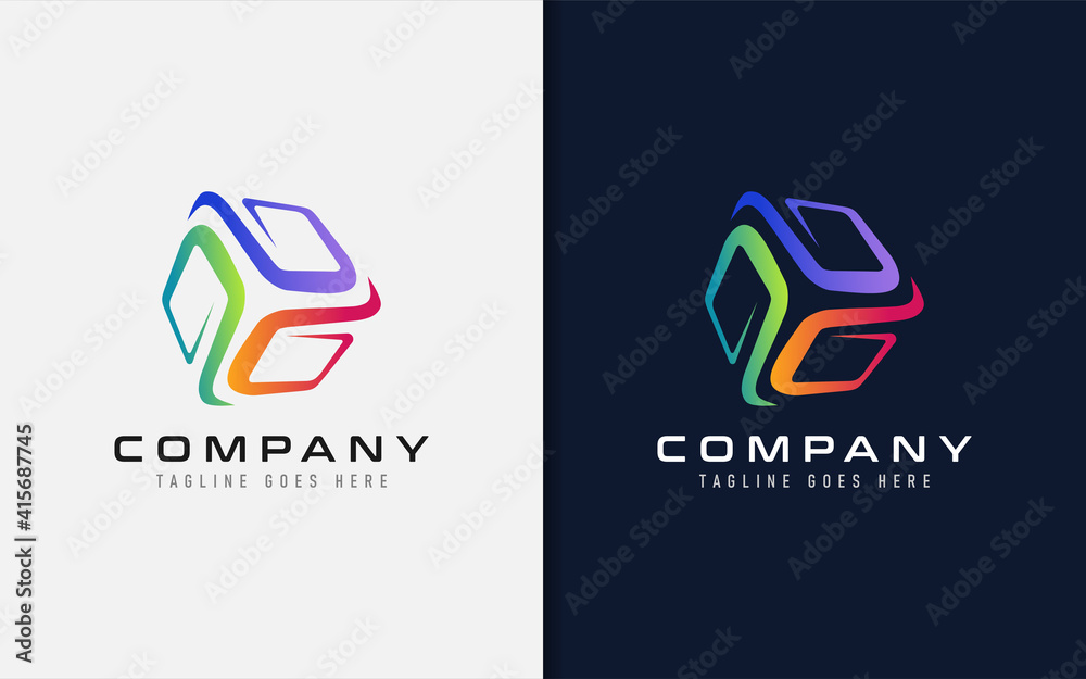 Creative Cube Tech Logo Design. Abstract Cube Shape Build From Colorful ...