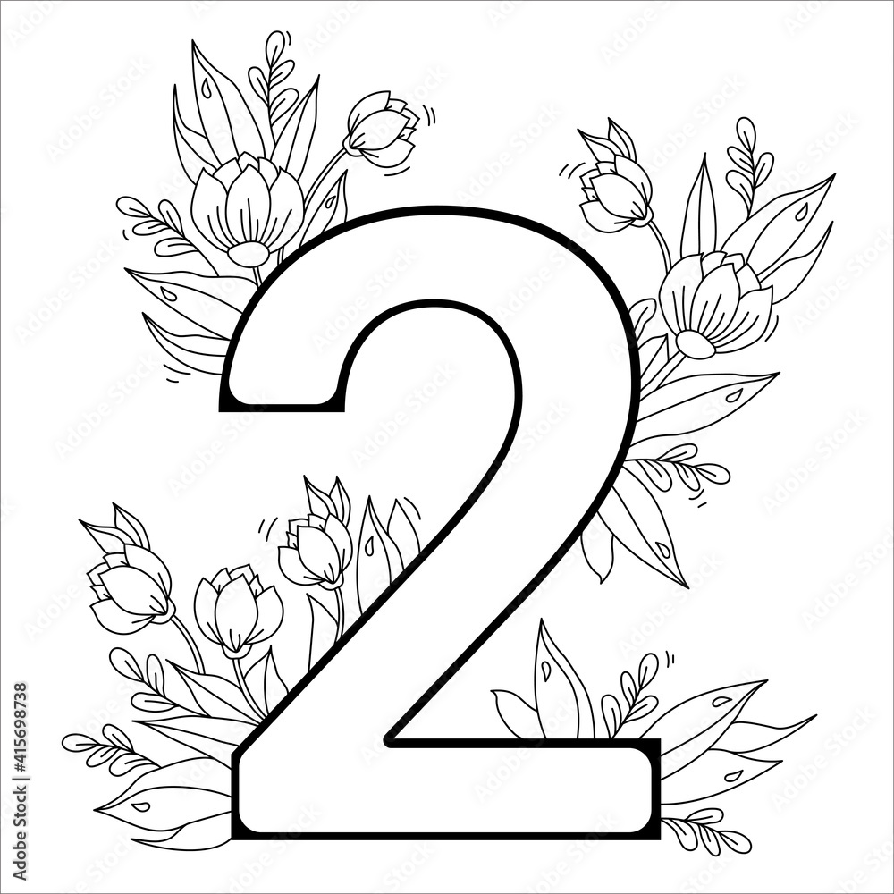 Flower number two. Decorative pattern 2 with flowers, tulips, buds and ...