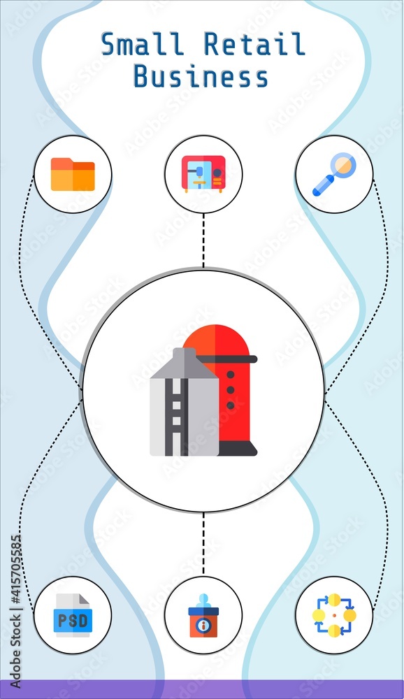 small retail business editable infographic template with icons of psd ...