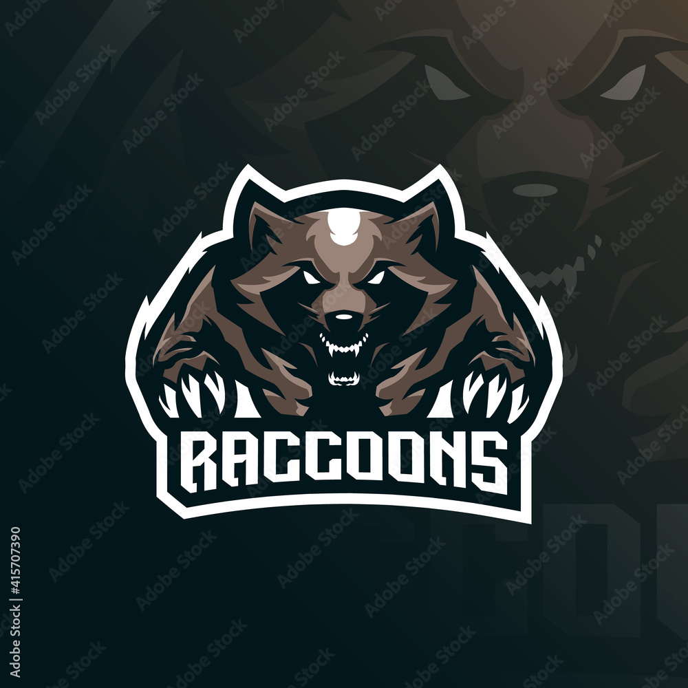 raccoon mascot logo design vector with modern illustration concept ...