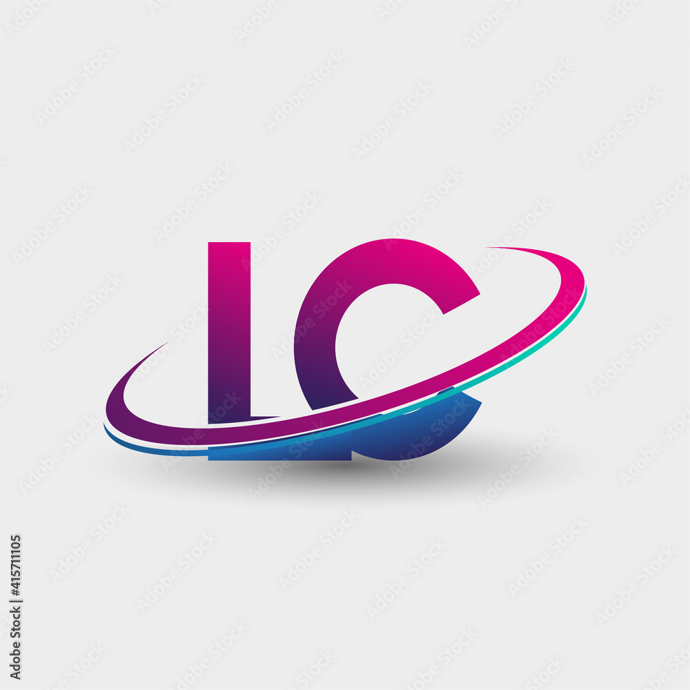 LC initial logo company name colored blue and magenta swoosh design ...