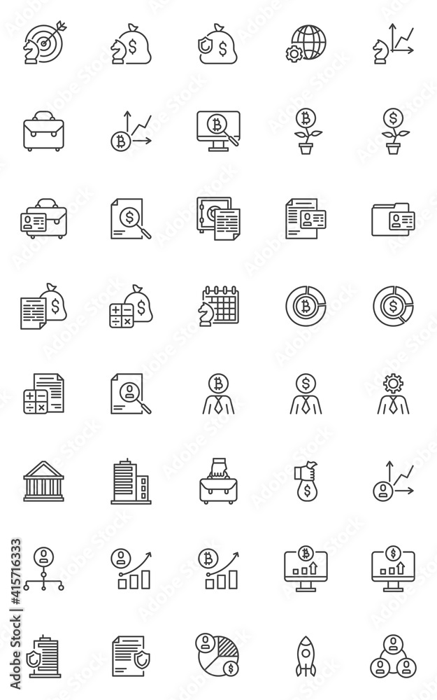 Business and finance line icons set. linear style symbols collection ...
