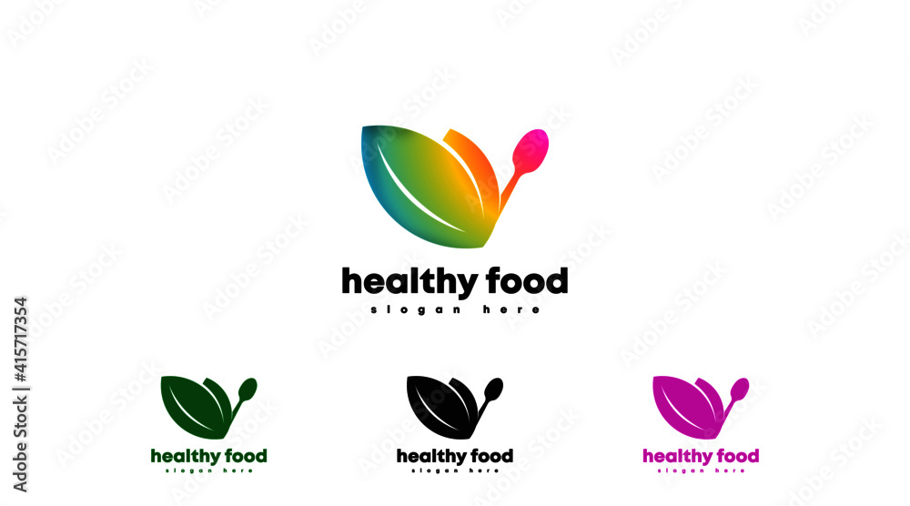 Healthy Food Logo Concept Vector. Nature and Healthy Food Logo Template ...