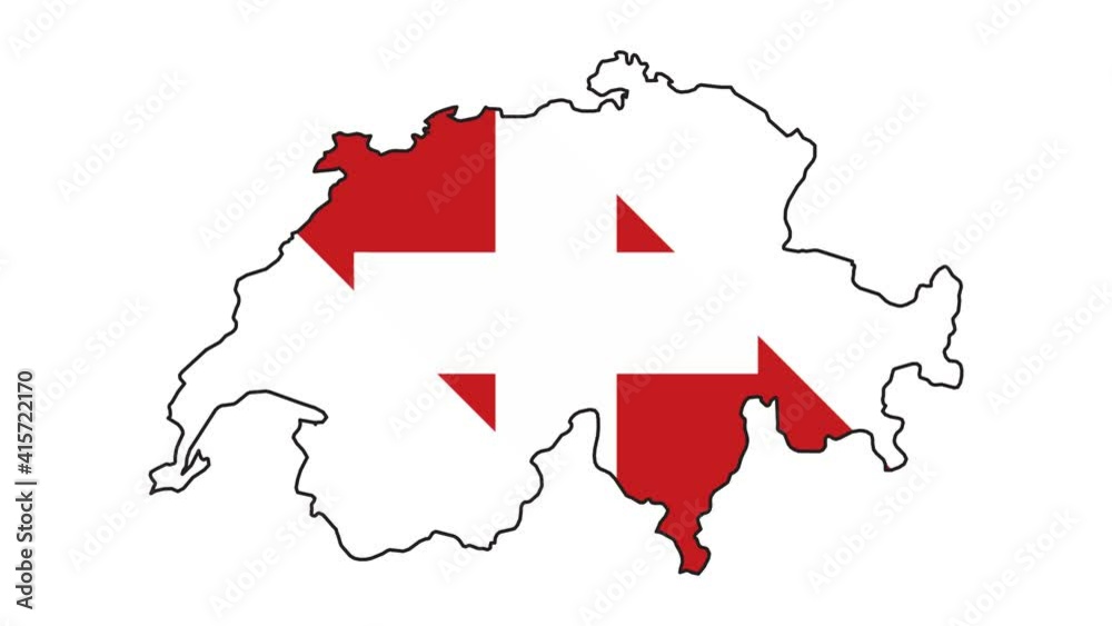 Switzerland Map Outline Country Border on white background. Appearance ...