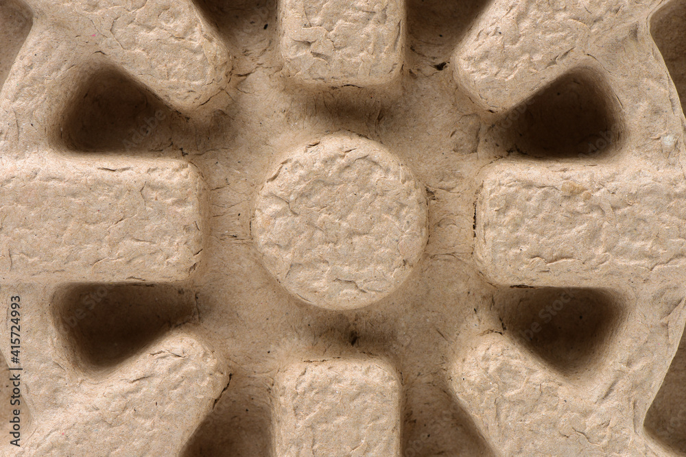 Recycled brown Paper Pulp Protective Packaging Background Stock Photo ...