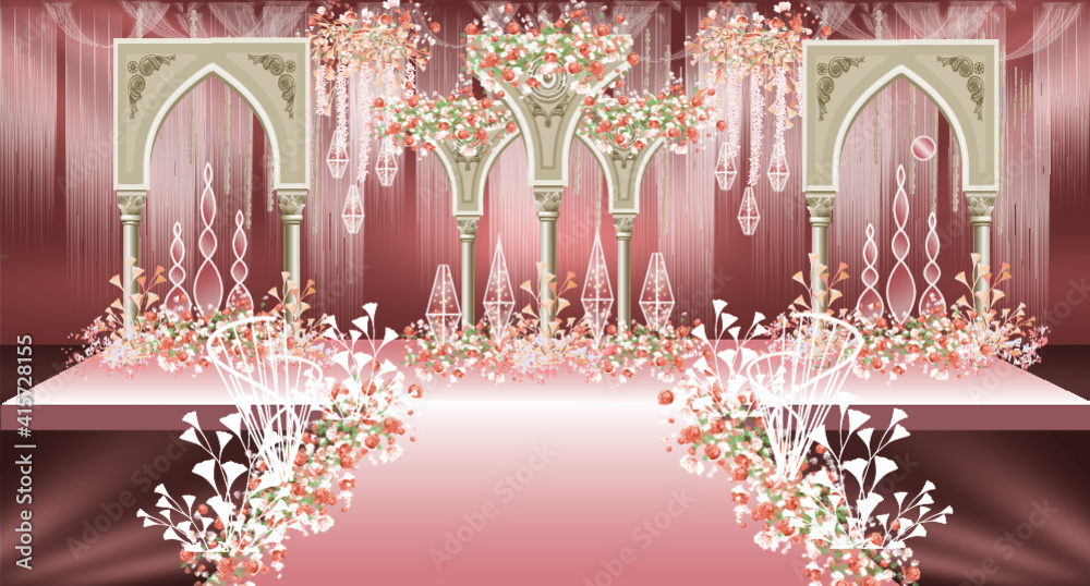 Pink wedding stage design Stock Vector | Adobe Stock
