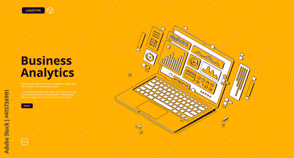 Business analytics banner. Concept of analysis company strategy and ...