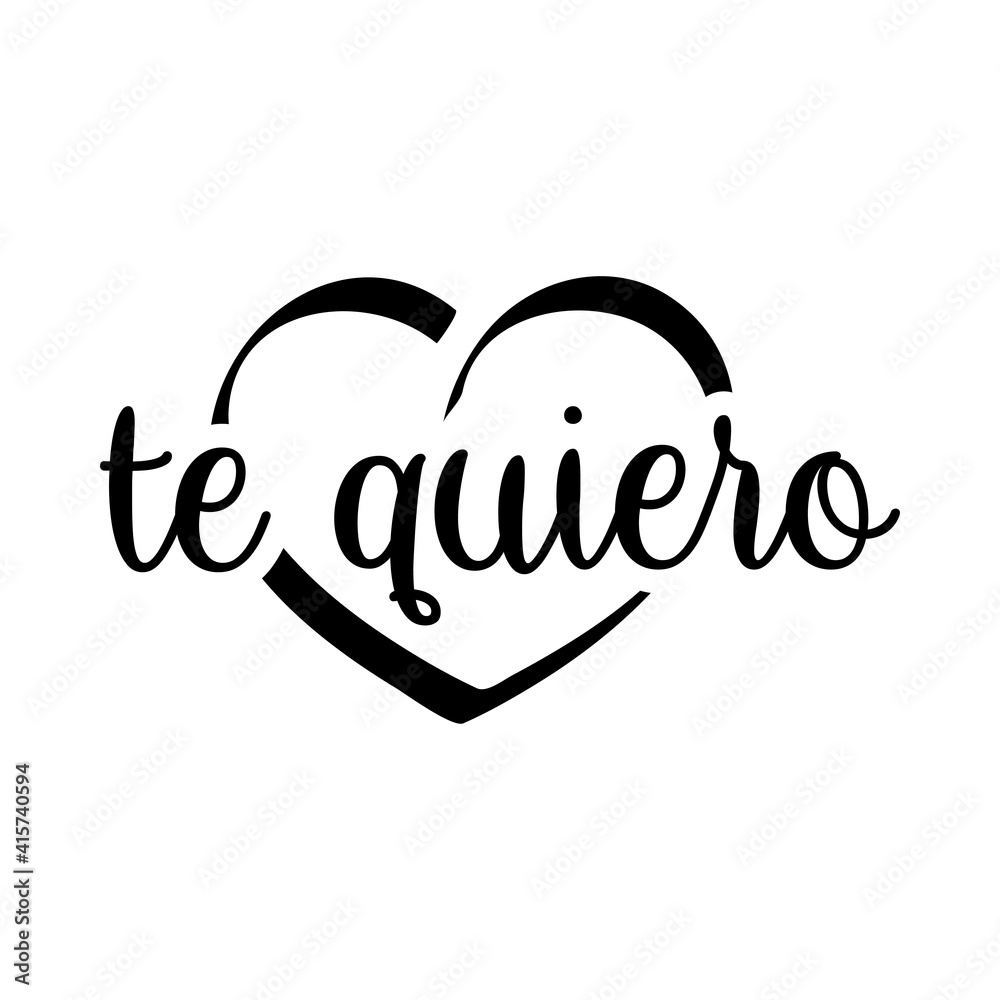 Día de San Valentín. Logotipo con texto te quiero en español escrito ...