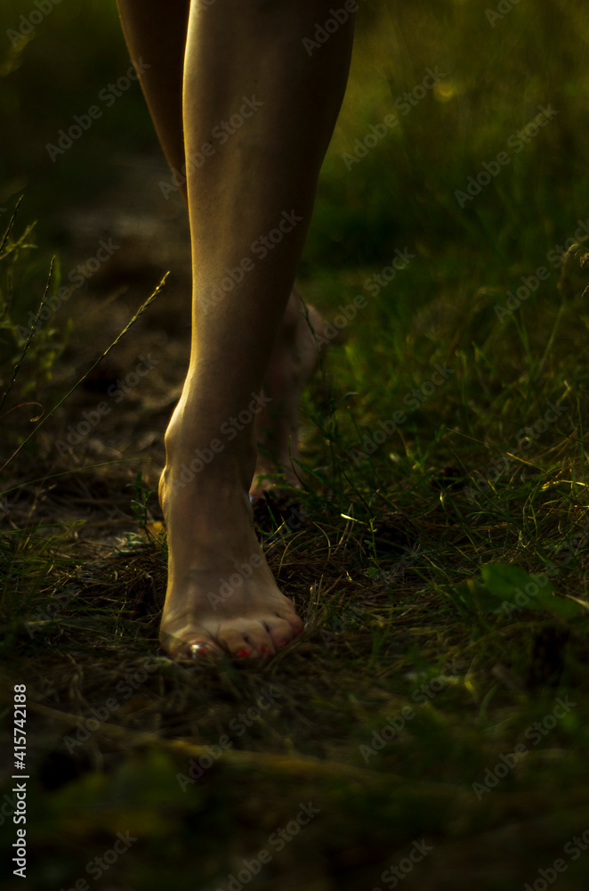 female legs close-up, toes with a beautiful pedicure, feet and toes ...