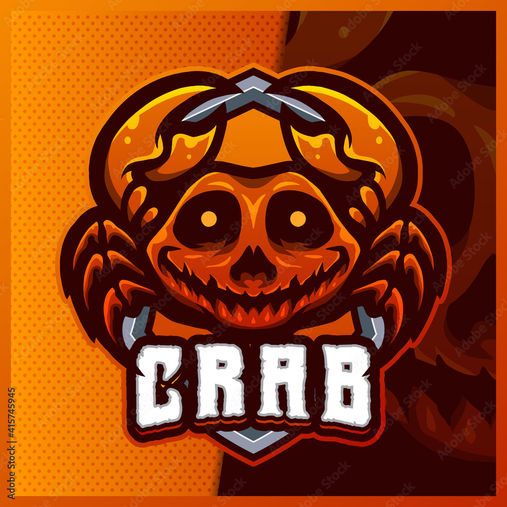 Crab mascot esport logo design illustrations vector template, gaming ...