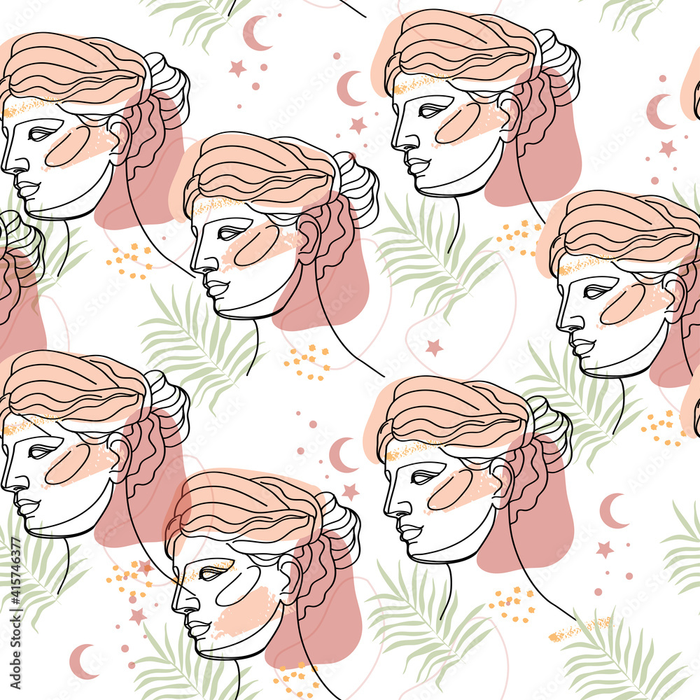 Ancient Greek goddess statue in a continuous line. Vector illustration ...