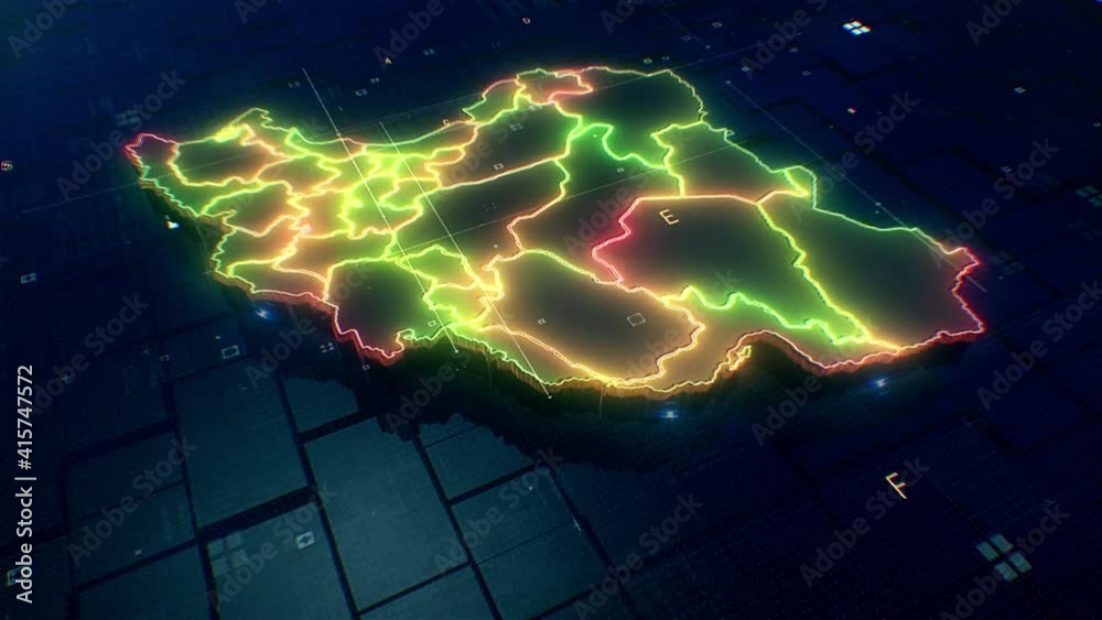 Iran map Digital background 4k loop Stock 비디오 | Adobe Stock