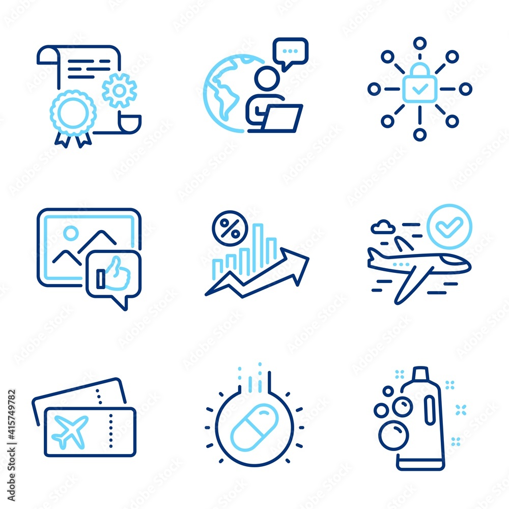 Business icons set. Included icon as Like photo, Loan percent, Capsule ...