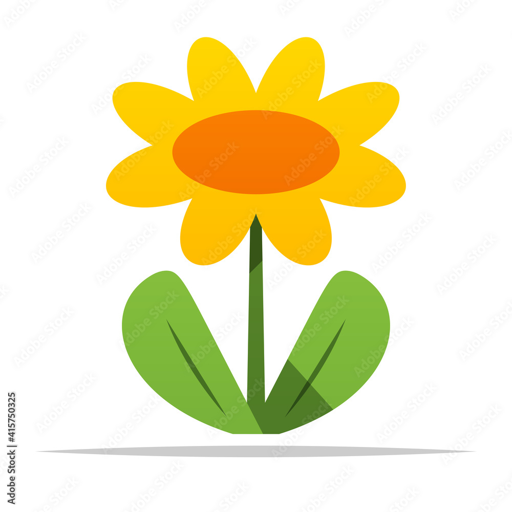 Yellow flower cartoon vector isolated illustration Stock Vector | Adobe ...