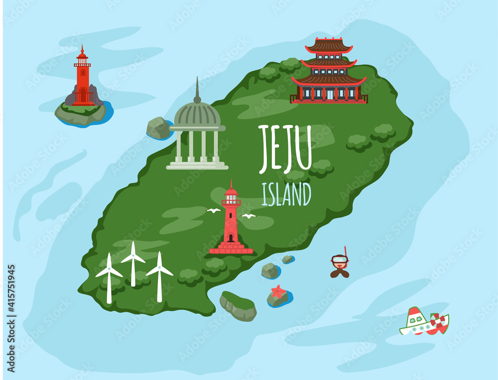 Welcome To Jeju Island In South Korea Traditional Landmarks Symbols