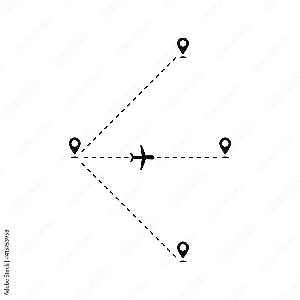 Vector flight path of an aircraft from one point to another airport ...