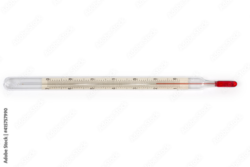Top view of laboratory alcohol thermometer with Celsius units scale ...