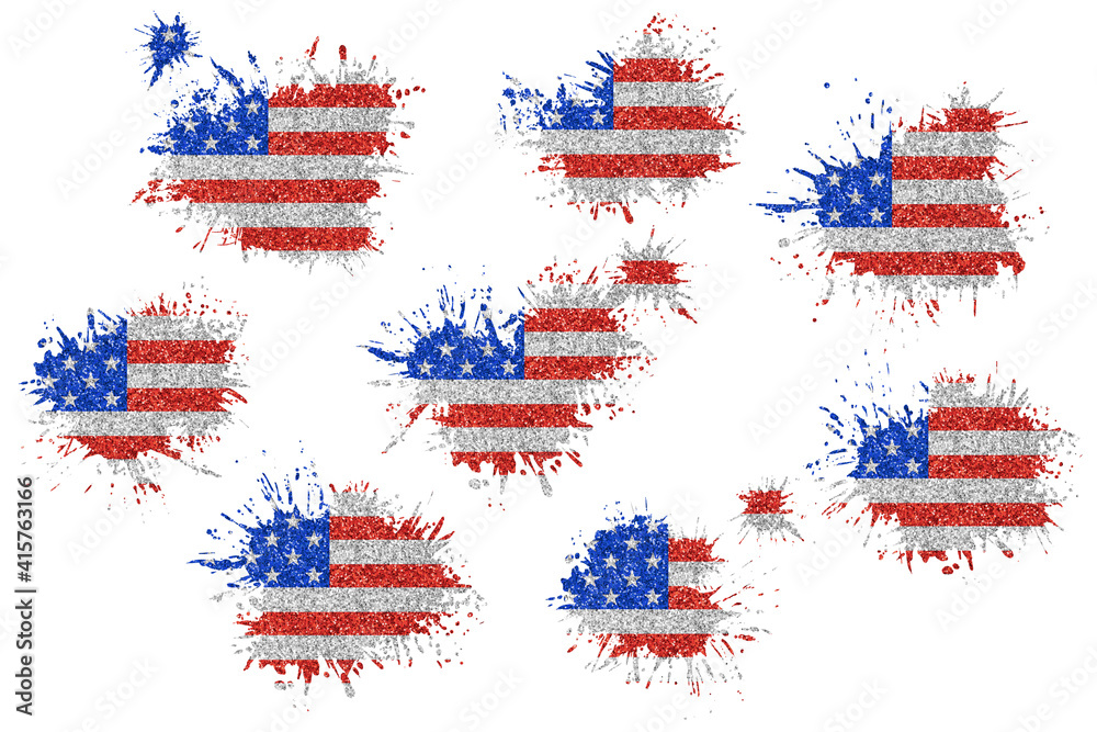 Bright USA patriotic clip art set. Abstract elements in colors of ...