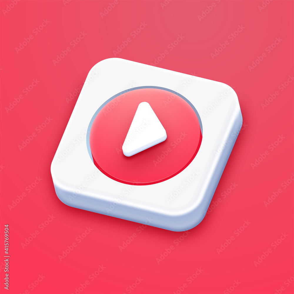 3D Play Button On Pink Background. Stock Vector | Adobe Stock