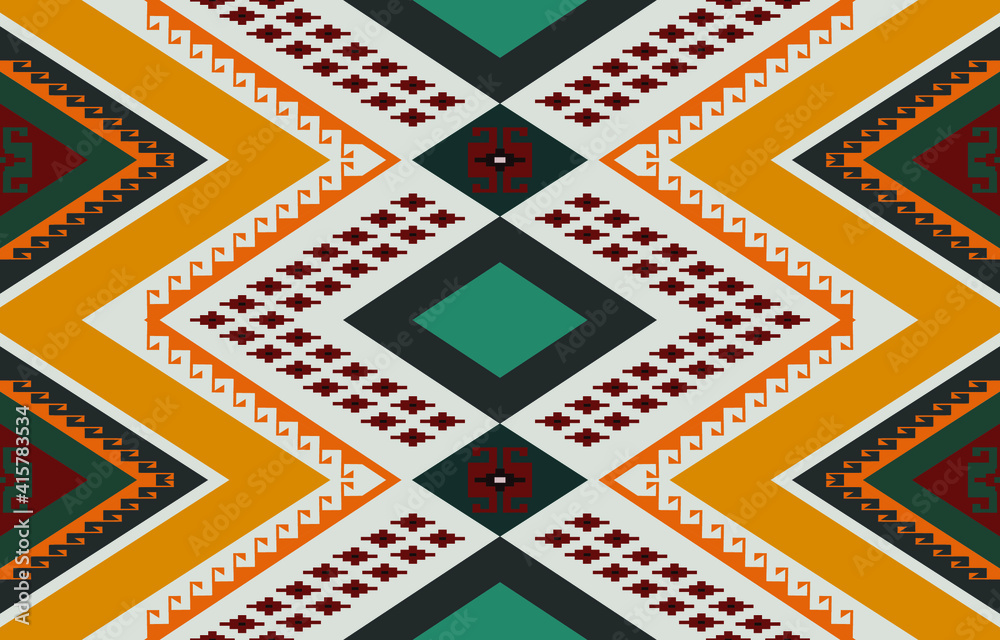 Abstract ethnic geometric pattern design Blue background for wallpaper ...