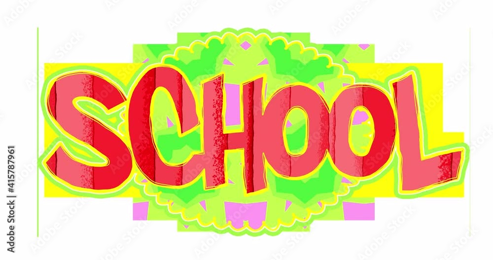 A simple sign that says SCHOOL on a transparent background. An ...