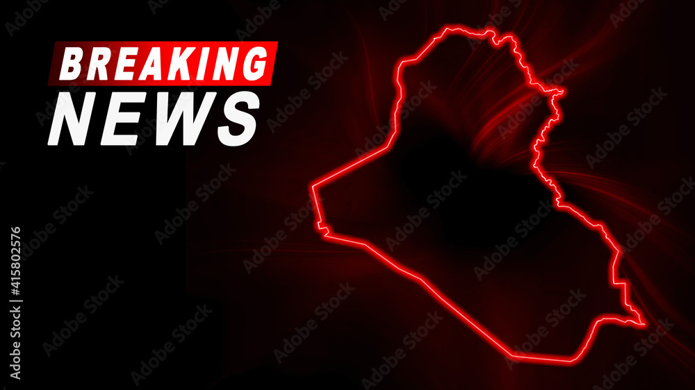 Breaking News Map of Iraq, outline red glow map ilustração do Stock ...