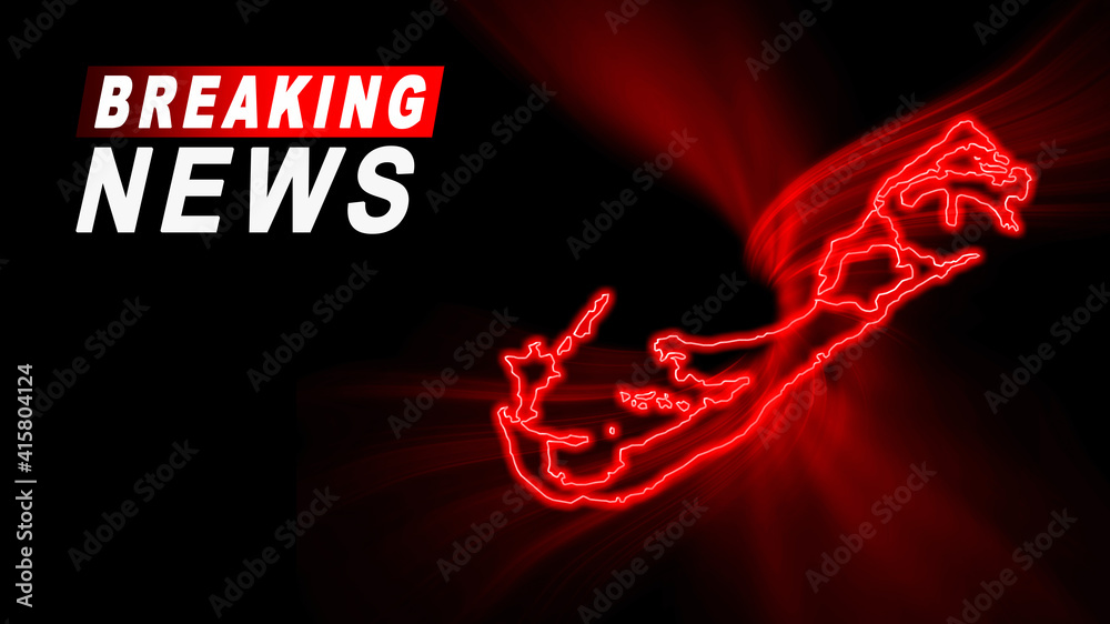 Breaking News Map of Bermuda, outline red glow map Stock Illustration ...
