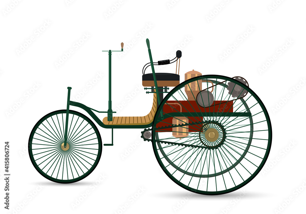 the world's first car 1886 Benz Patent-Motorwagen. Stock Vector | Adobe ...