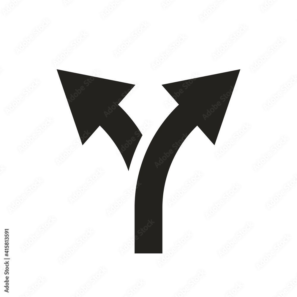 Two roads splitting icon. Clipart image isolated on white background ...