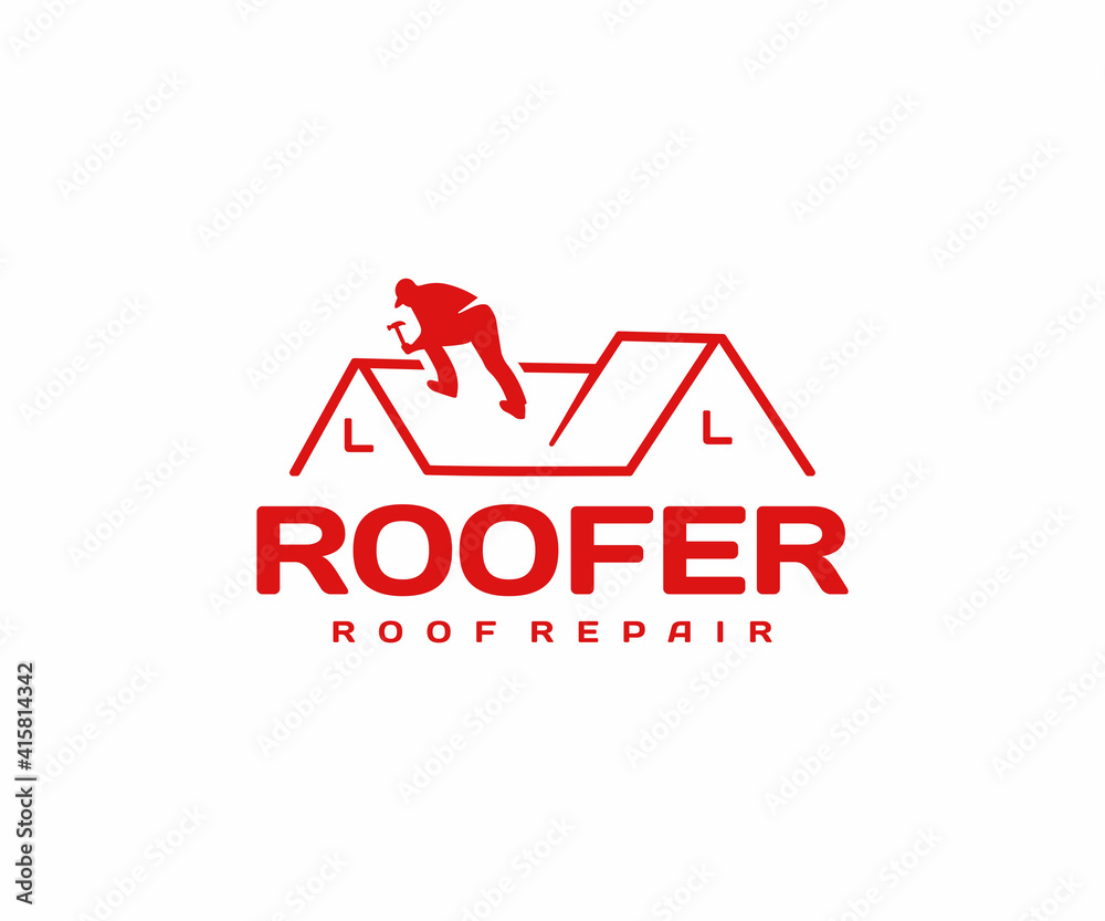 Roof repair and maintenance logo design. Roofing work vector design ...