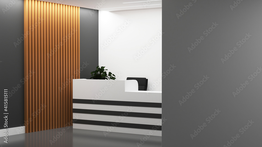 3D Logo Mockups Realistic Room Sign Office with Wall Pallete Wood and ...