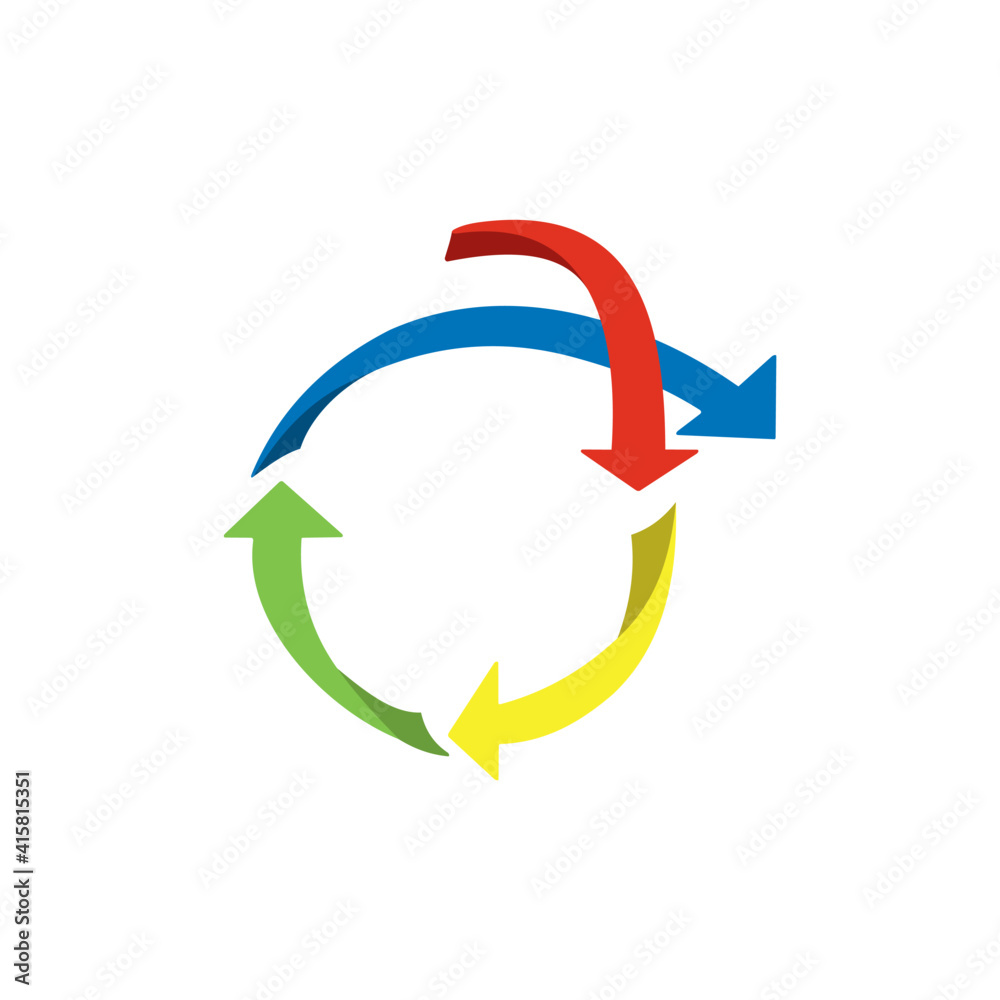 Colored volumetric arrows in a circle. AGILE methodology concept ...