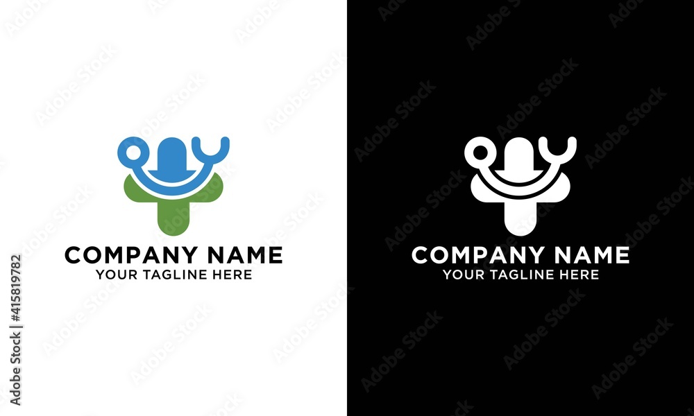 Medical logo with creative modern line art style and business card ...