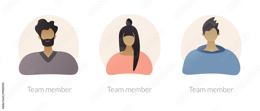 User personal profile characters set for social network. Employees ...