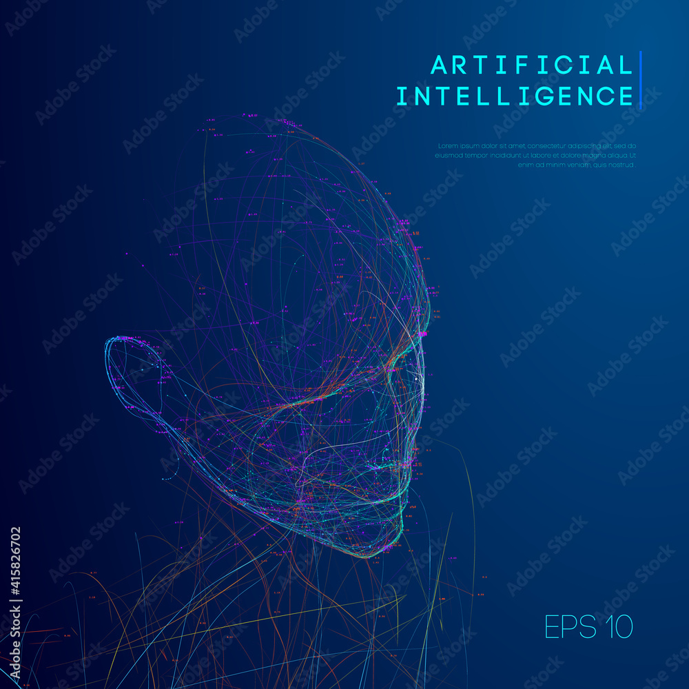 Artificial intelligence abstract technology communication design. Woman ...