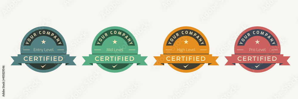Certified logo badge template. Digital Certification emblem with ...