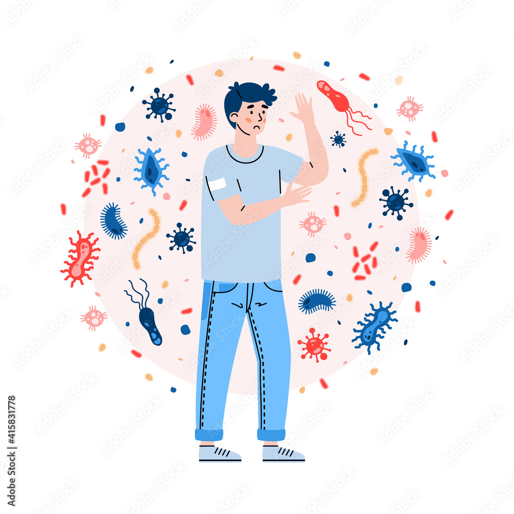Man with weak immune system not protected from attacks viruses, germs ... Man with weak immune system not protected from attacks viruses, germs ...