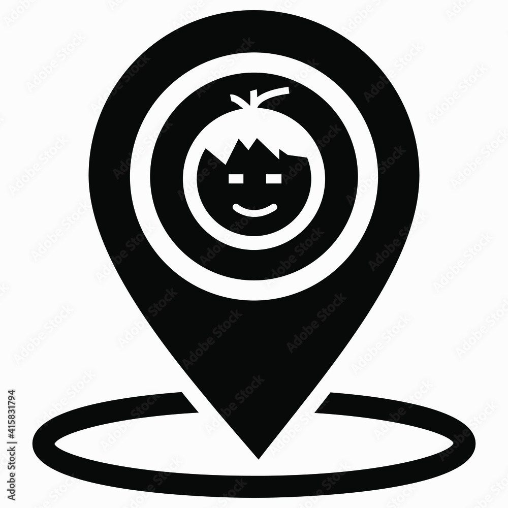 Boy location icon. Geotag the child. Tracking children. Vector graphics ...