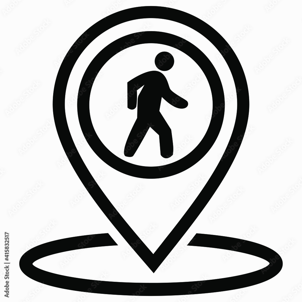 Person location icon. Geotag walking man. Vector graphics. Stock Vector ...
