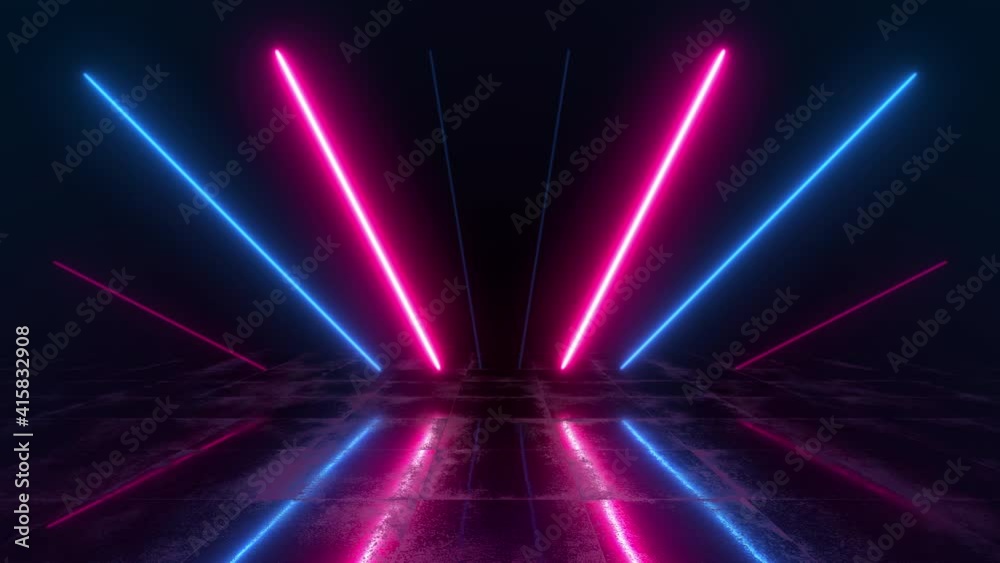 Bright neon lights animation. Colorful abstract background for sci-fi ...