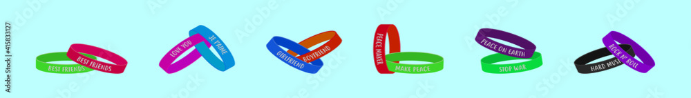 set of couple wristbands cartoon design template with various models ...