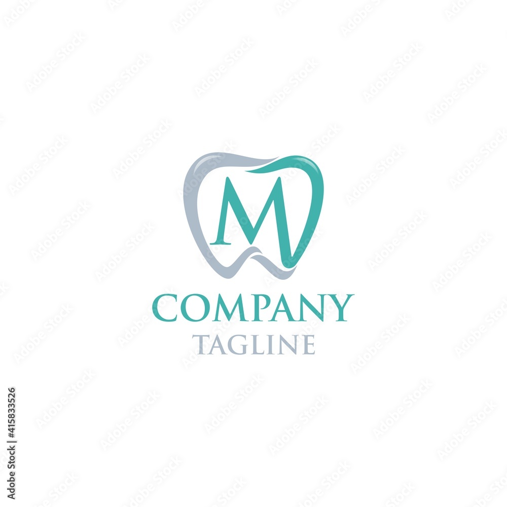 letter M dental logo design Stock Vector | Adobe Stock