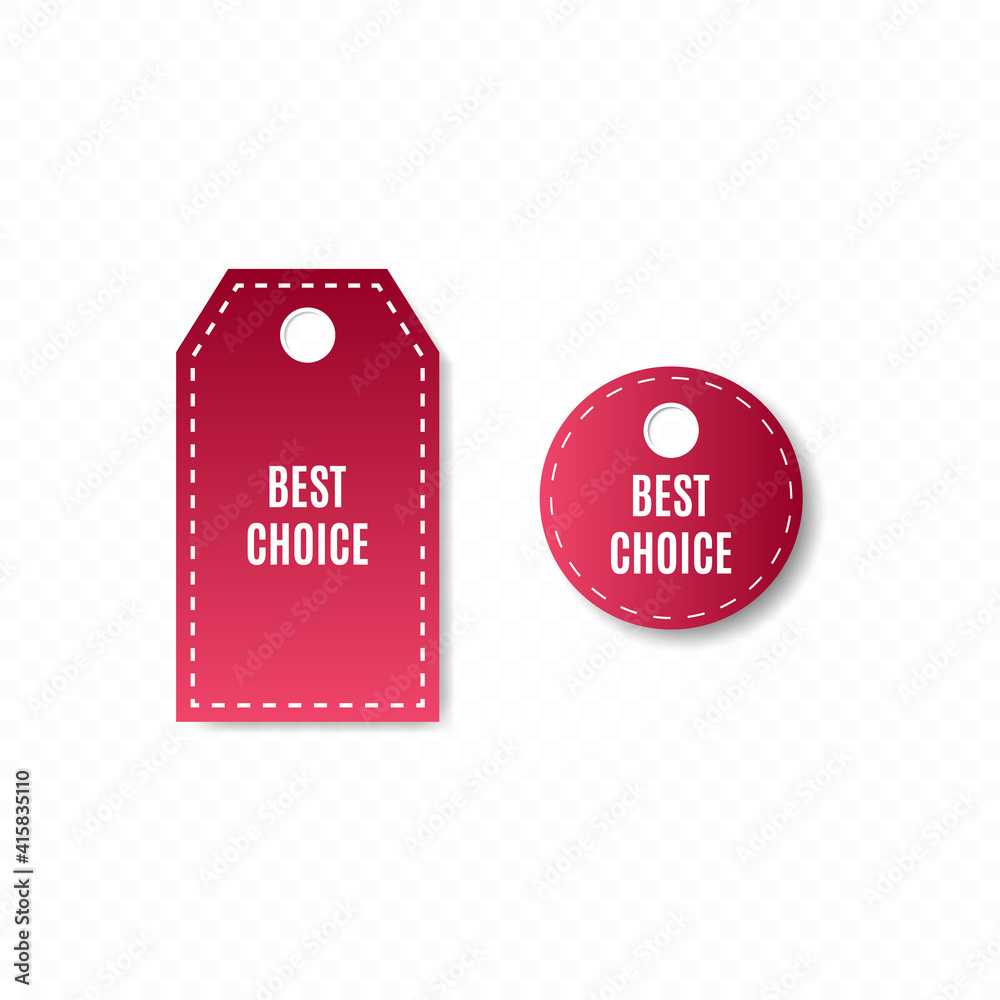 Best choice tags, vector red labels isolated on transparent background ...