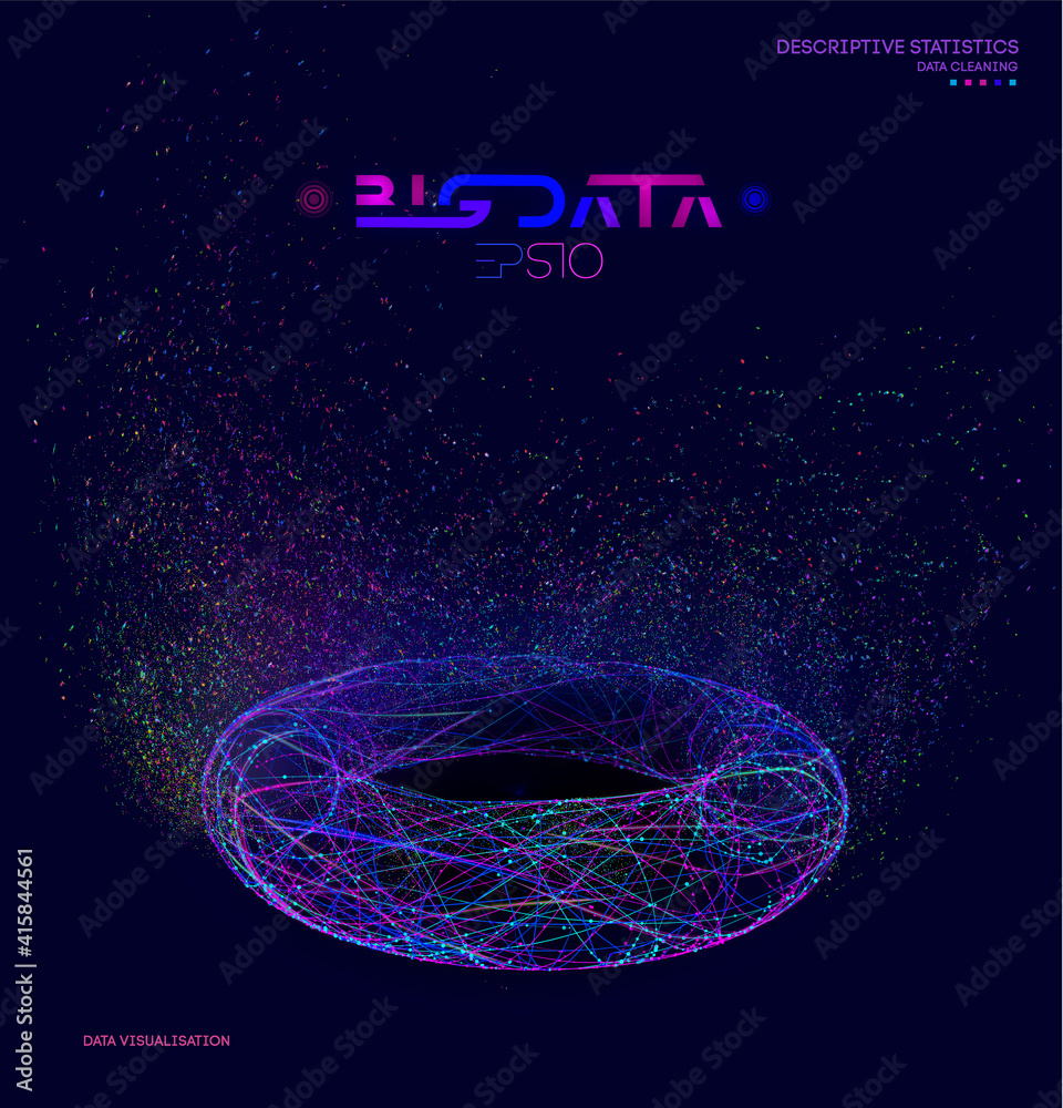 Big data particles. Information background with futuristic geometric ...