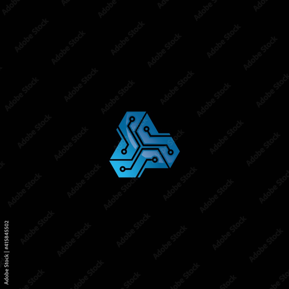 Triple S 3D tech logo design blue color Stock Vector | Adobe Stock