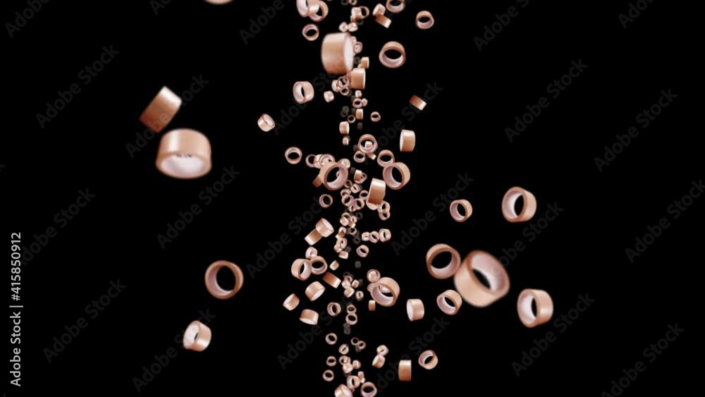 Flying many rolls of packing tapes on black background. Adhesive paper ...