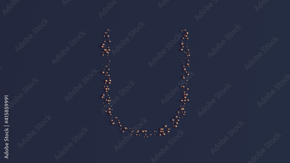 Typeface Letter U Symbol Formed out of Bronze Spheres 3d illustration ...