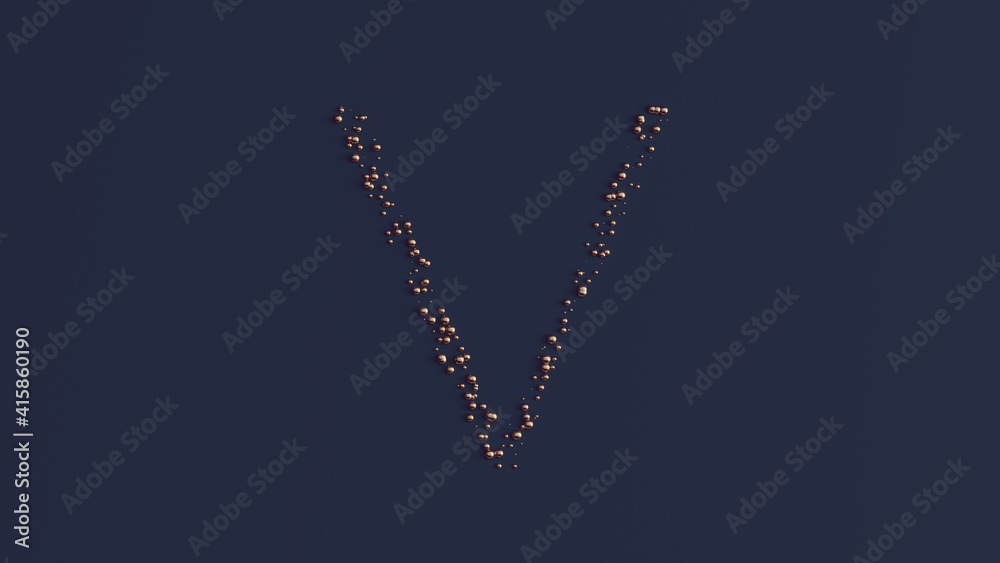 Typeface Letter V Symbol Formed out of Bronze Spheres 3d illustration ...