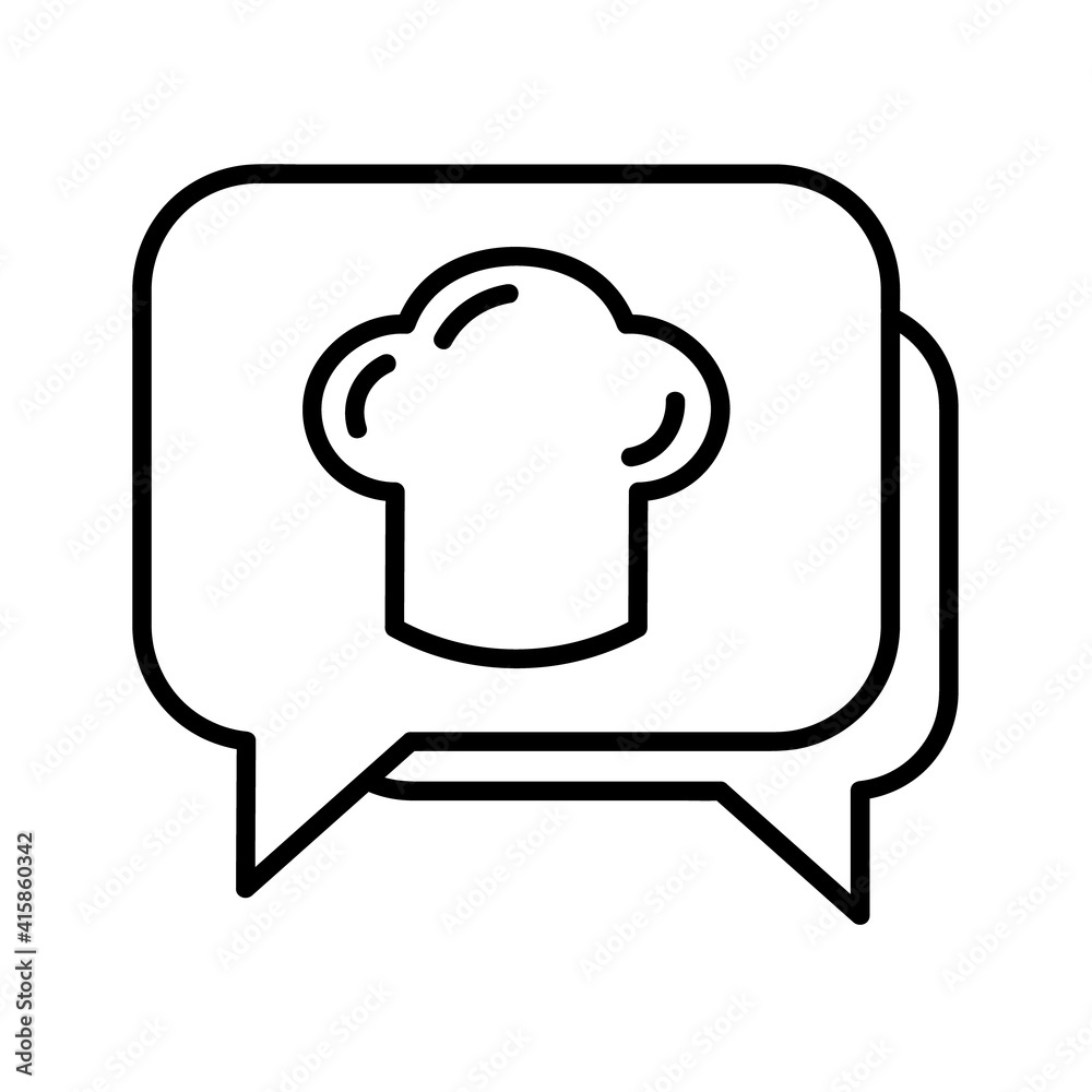 Food talk flat icon. Pictogram for web. Line stroke. Isolated on white ...